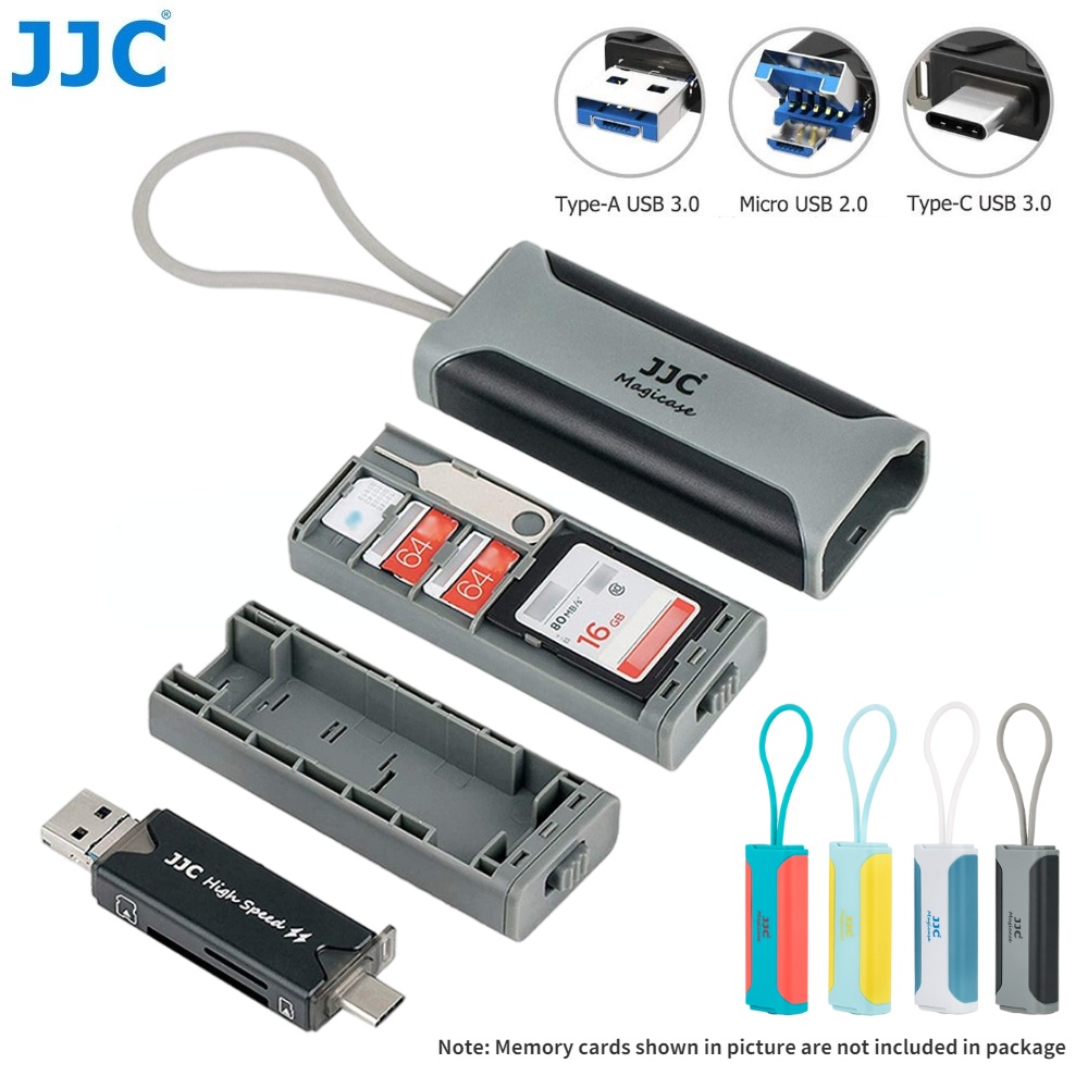 JJC 3-in-1 PC/Mobile Phone Multi-Card Reader with Memory Card Case ...