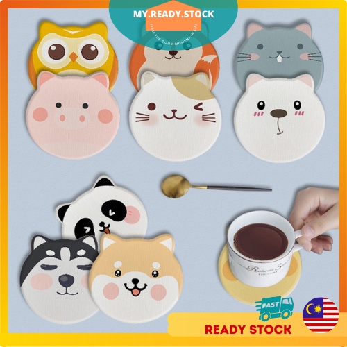 Cup Coasters Diatomite Absorbent Japanese Cute Animal Cartoon Coaster ...