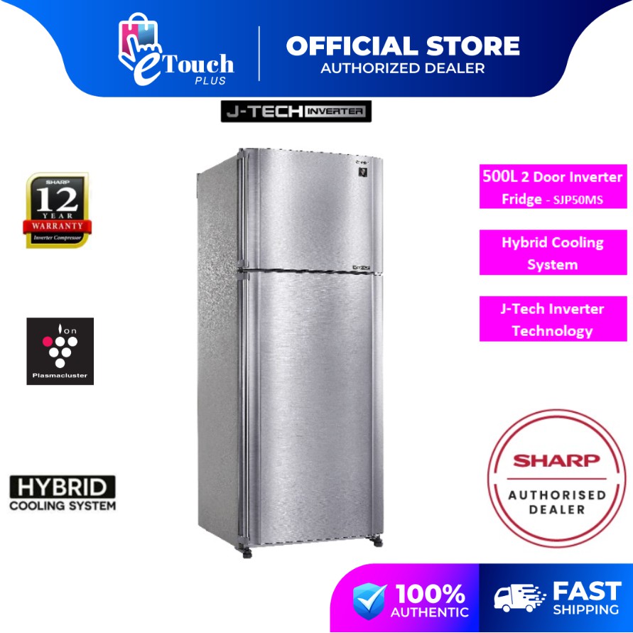Sharp (500 L) 2 Door Inverter Plasmacluster Refrigerator SJP50MS Fridge ...