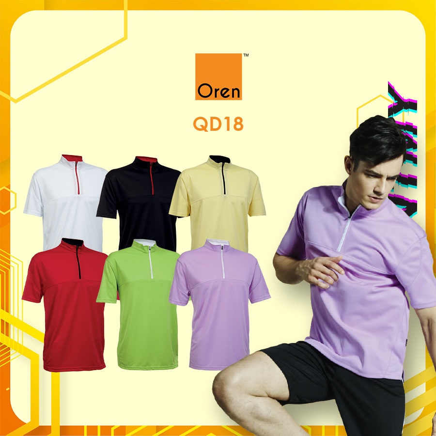 Oren Sport QD18 Quick Dry Zip Collared Polo Unisex Dri Fit Microfiber ...