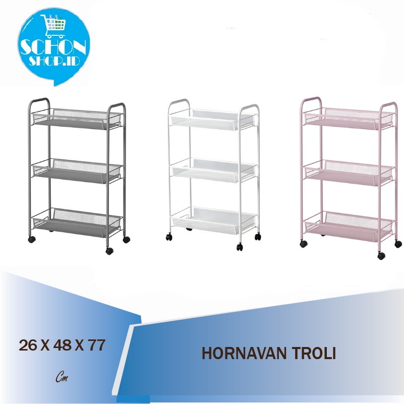 Multipurpose 3-tier Trolley Rack With Wheels Trolley Rolling Storage ...