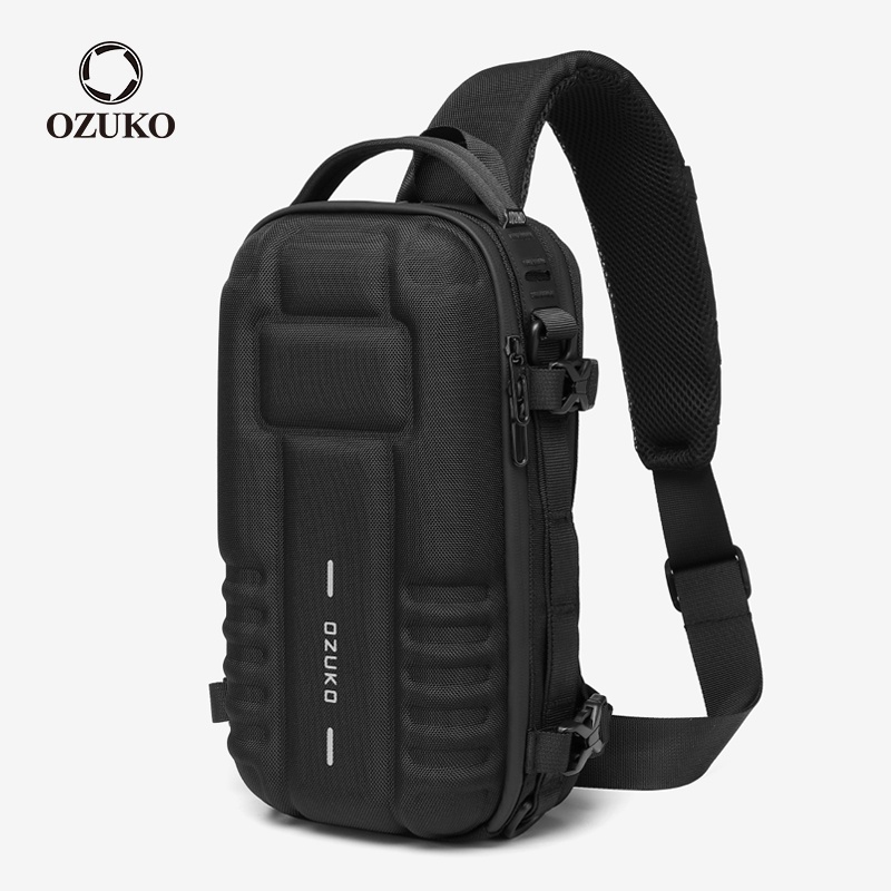 OZUKO New Hard Shell Men Chest/Shoulder/Crossbody Bag Outdoor Sports ...