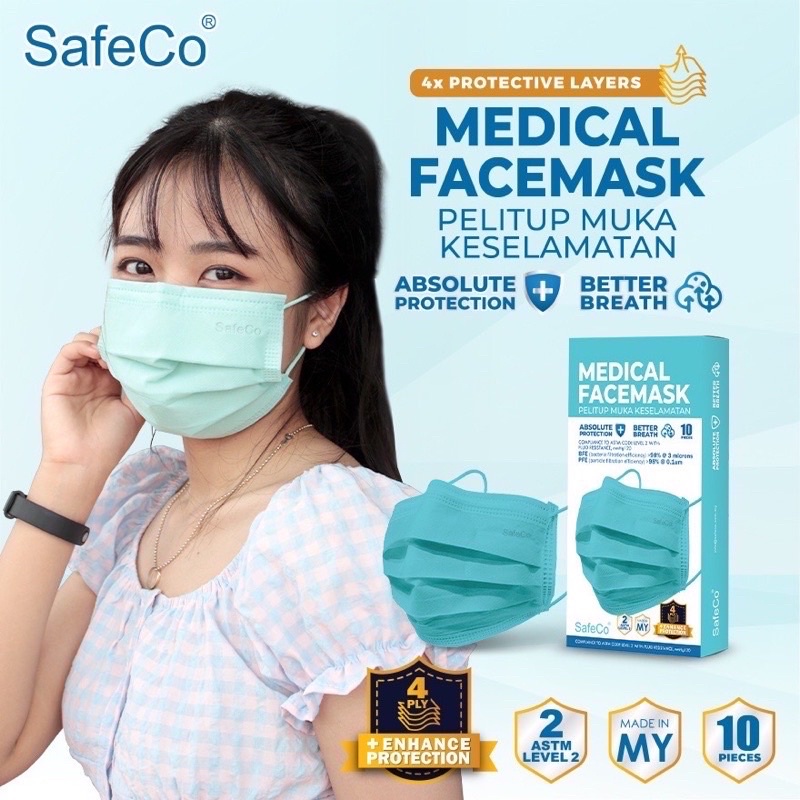 SafeCo Surgical 4Ply Face Mask Premium Soft Tifiny Blue 50pcs | Shopee ...