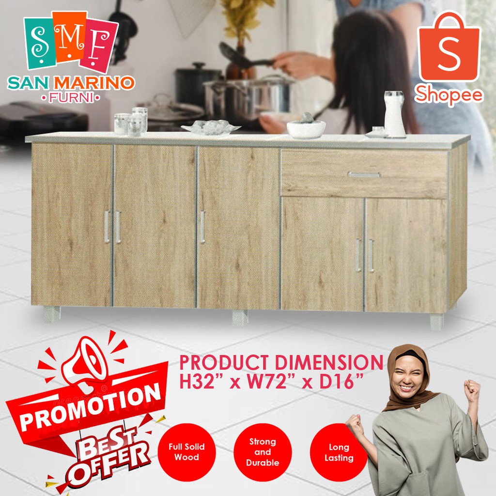 SA 6 Feet Kitchen Cabinet With Korea Mosaic Table Top / Cooking Cabinet ...