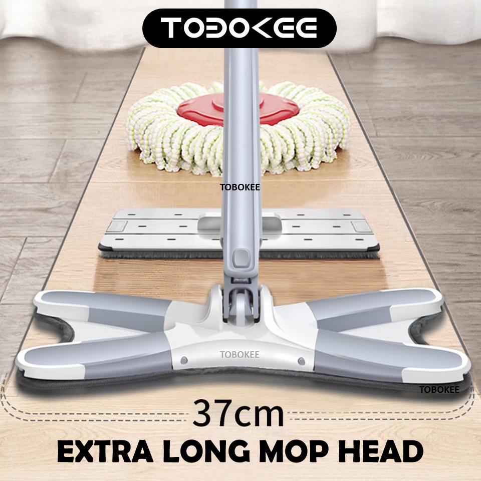 Most Trendy X-Shape Self-Twisting Lazy Mop with Microfiber Pad Mop ...