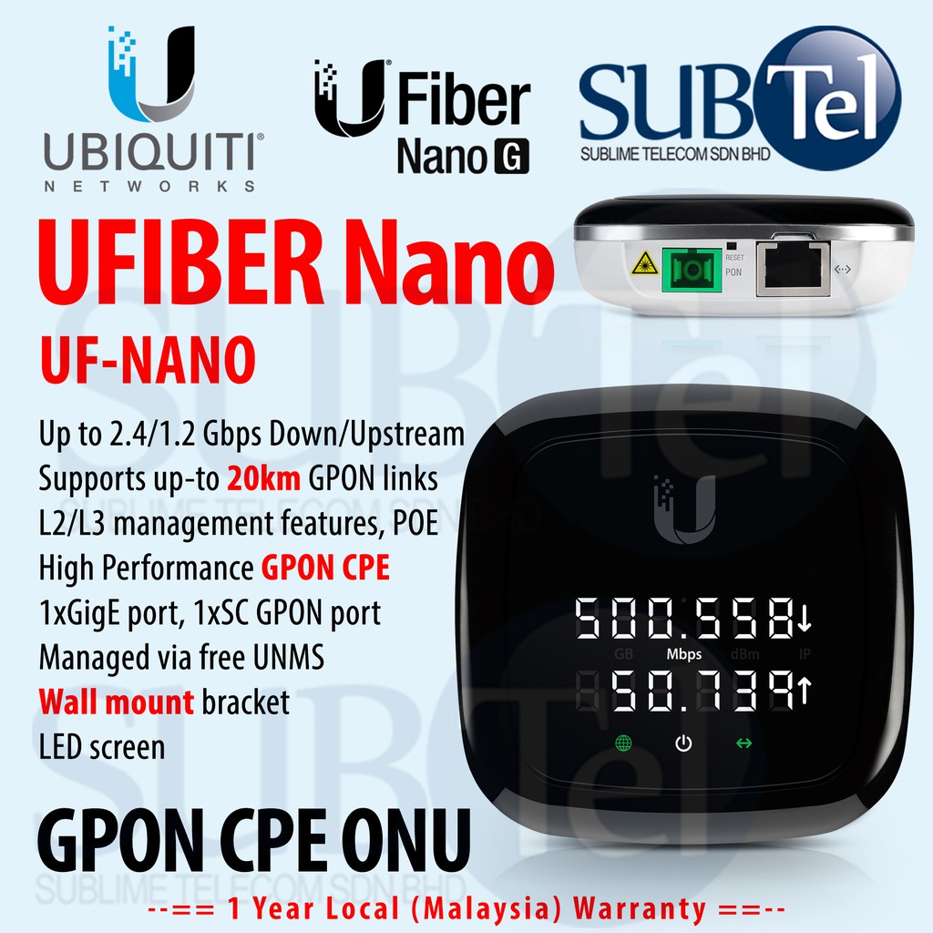 Ubiquiti Fiber Nano G UF-Nano - GPON Gigabit Passive Optical Network ...