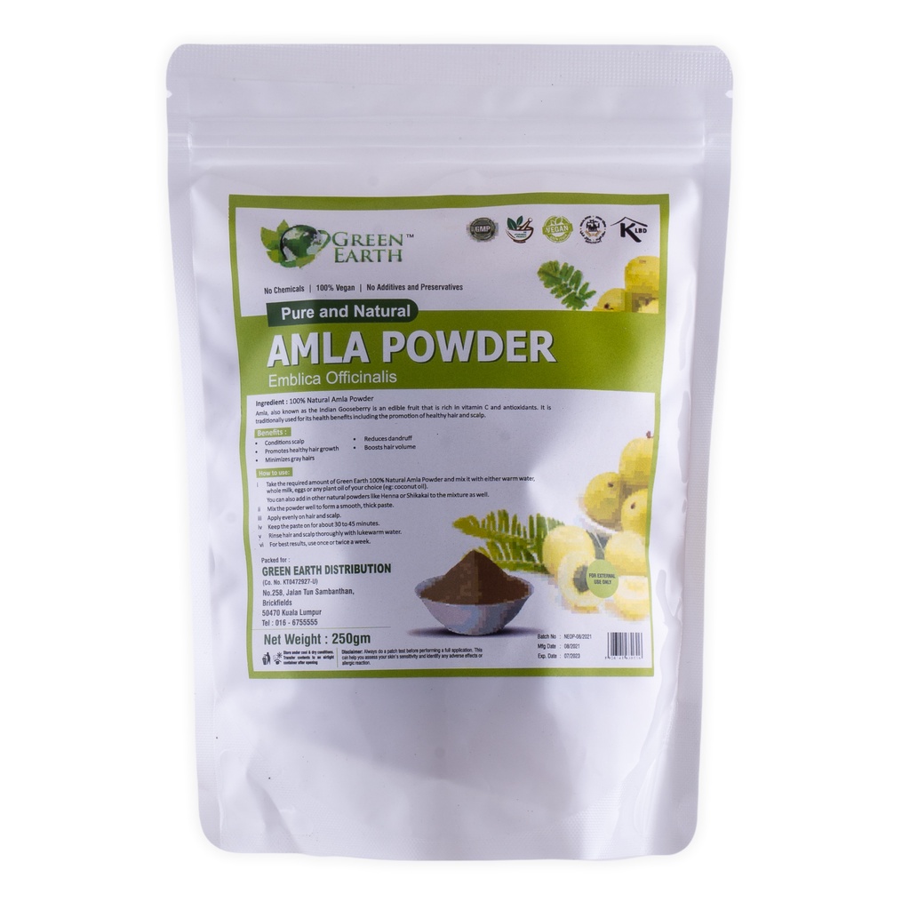 Green Earth Pure Amla Powder for Hair - 250gm (Exp Nov 2024) | Shopee ...