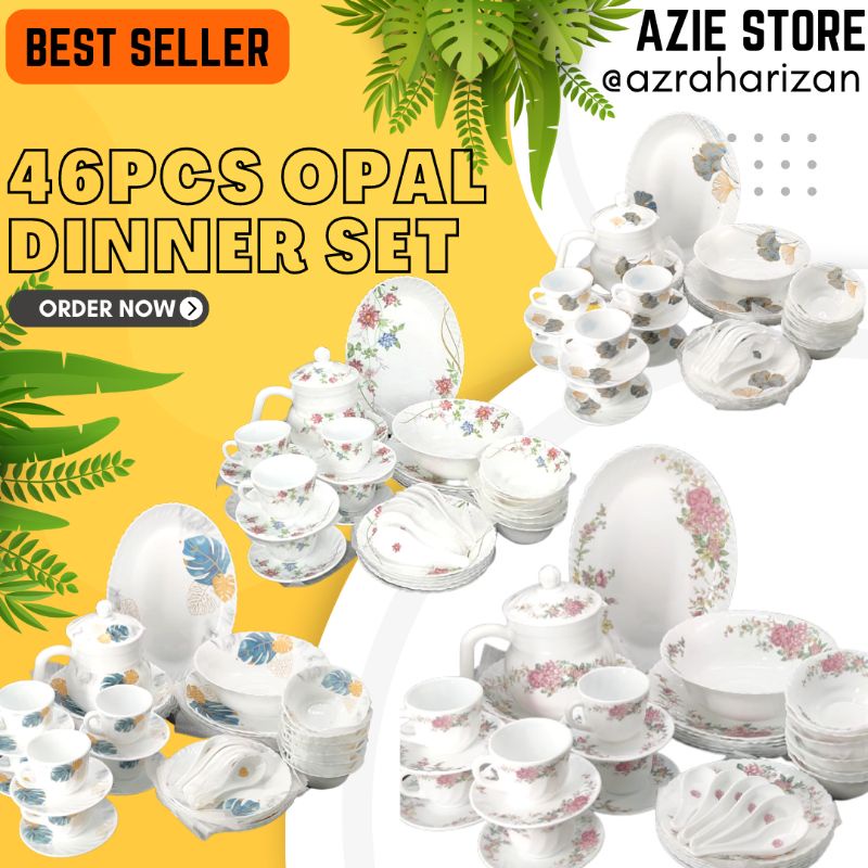 🔥NEW DESIGN! 46PCS OPAL DINNER SET PREMIUM OPALWARE / SET PINGGAN MAKAN ...