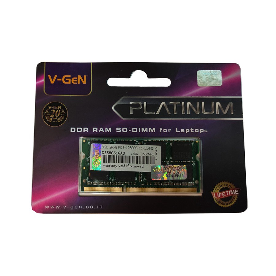 V-gen RAM SODimm DDR3/DDR3L 8GB 12800 PLATINUM-Memory RAM LAPTOP VGEN ...