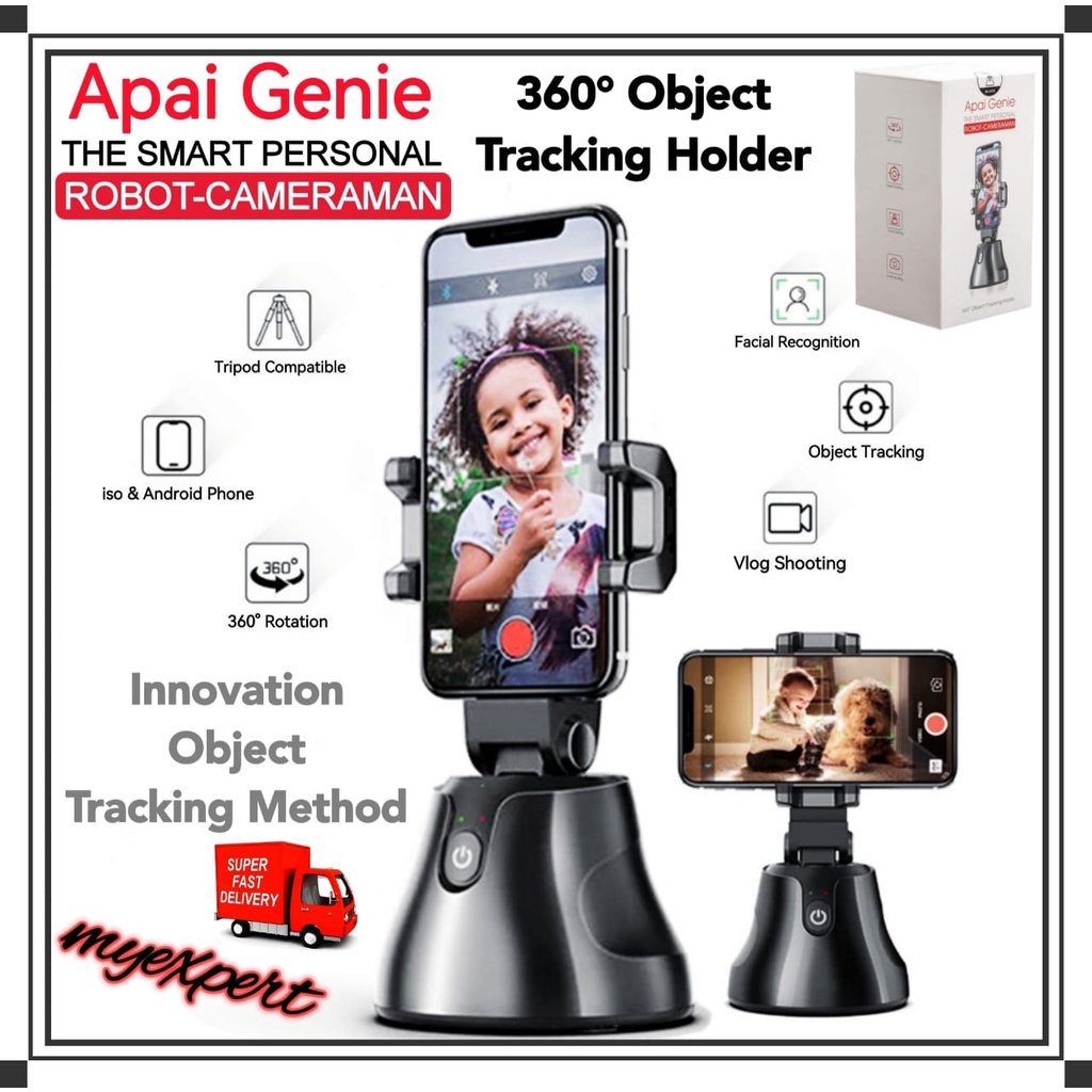 Apai Genie 360° Auto Rotation Face & Object Tracking Holder Camera ...
