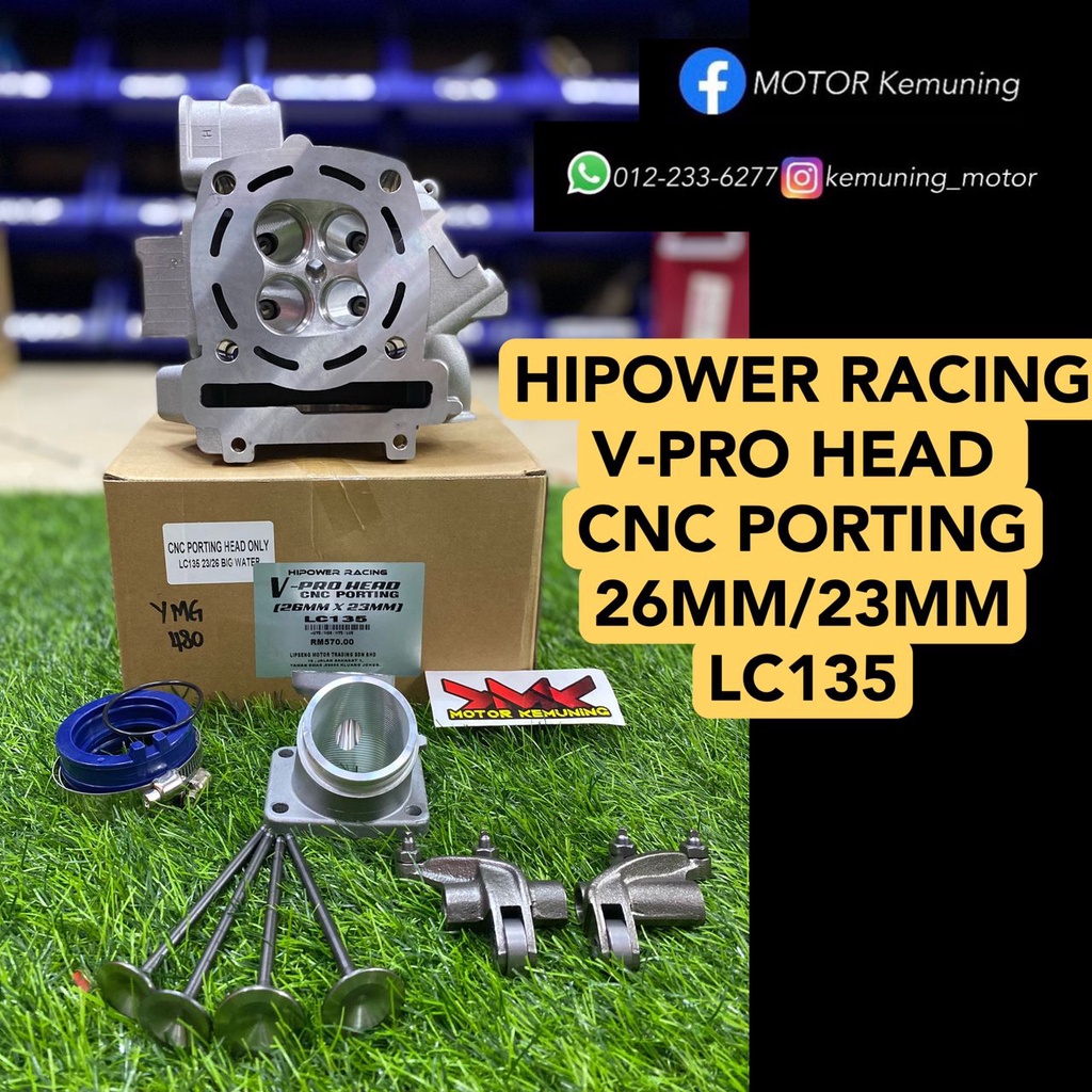 HIPOWER RACING V-PRO HEAD CNC PORTING 26MM/23MM LC135 Y15 Y15ZR 135LC ...