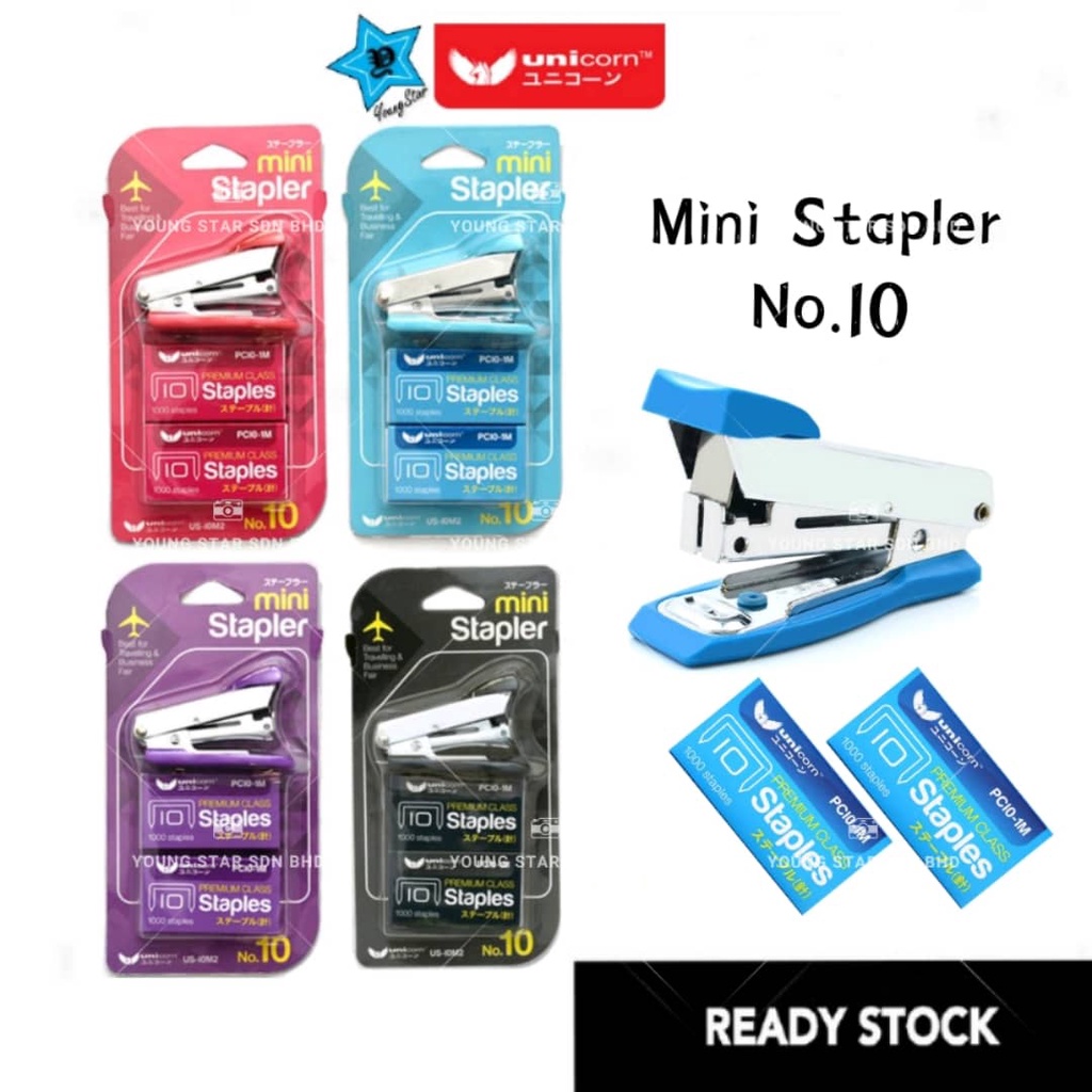 Unicorn - Mini Stapler No.10 Set US-10M2 ( 2 BOX STAPLES ) | Shopee ...