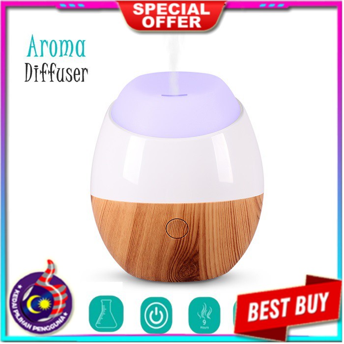 USB Aroma Diffuser Ultrasonic Oval Wood Grain (120ml) | Shopee Malaysia