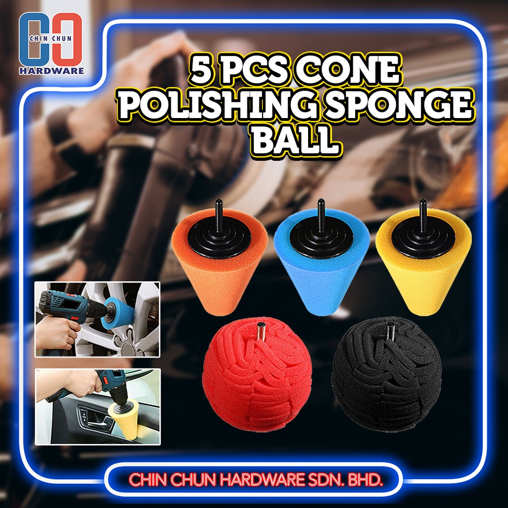 5PCS CONE POLISHING SPONGE/BUFFING PAD CAR WHEEL HUB CLEANER SET ...