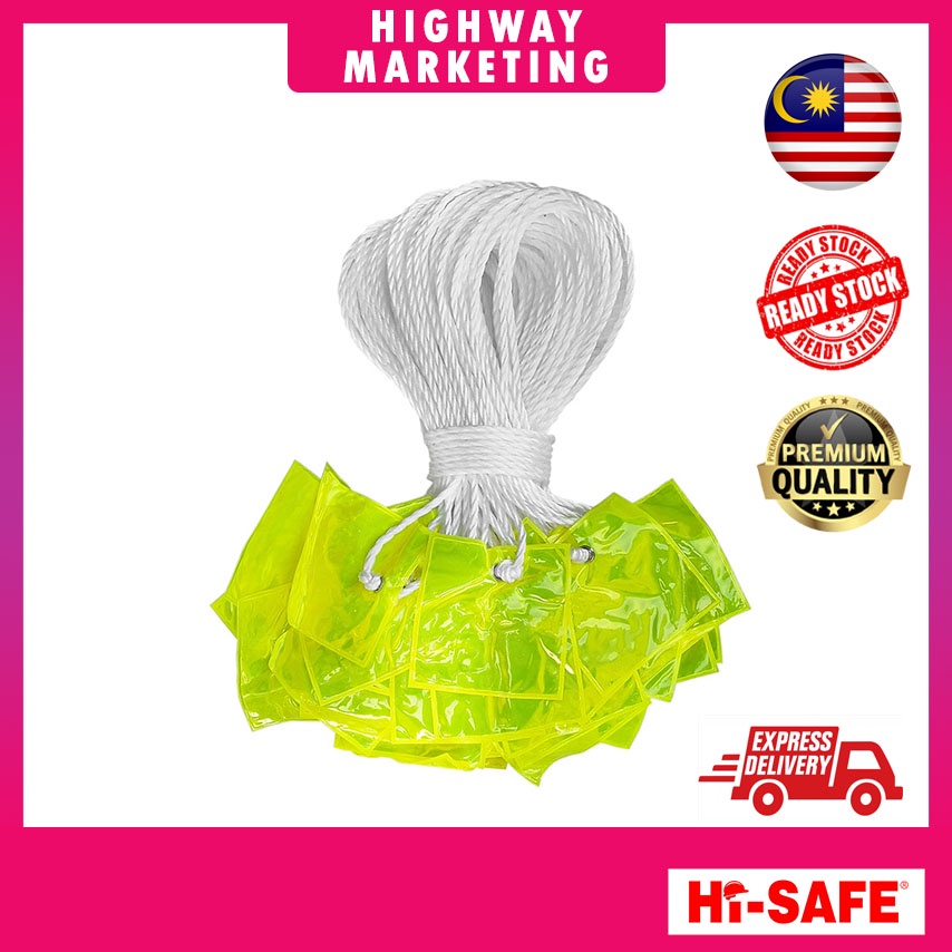 Hi-Safe Delineator Rope with Yellow/Orange Reflective Flag 50m | Shopee ...