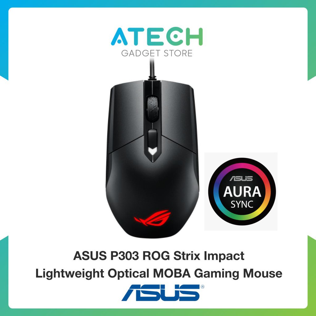 ASUS P303 ROG Strix Impact Lightweight Optical MOBA Gaming Mouse ...
