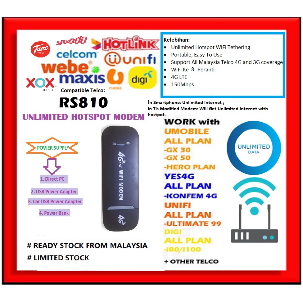 Modded / Modified Unlocked OEM RS810 mifi 4G Lte Unlimited WiFi ...