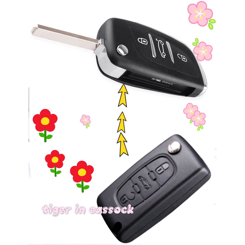 Peugeot noble 3B modified flip key casing to upgrade Peugeot 206/207 ...