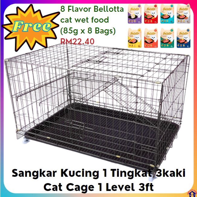 Sangkar Kucing 3 kaki 1 tingkat 2 pintu BIG PLATFORM Cat Cage | Shopee ...