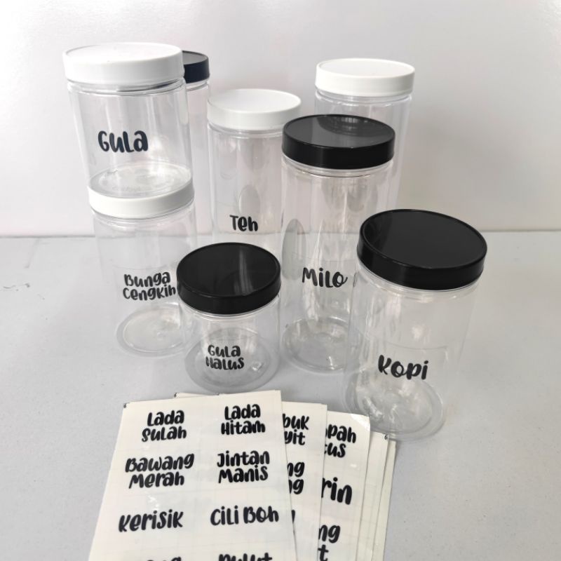 🇲🇾 Plastic Jar with Black/White Lid - Balang Plastik Berpenutup Hitam ...