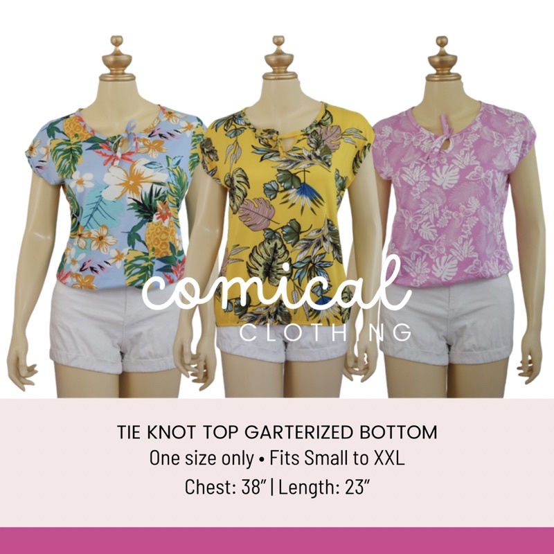 fits up to XL - Tie Knot Top Garterized Bottom | Shopee Malaysia