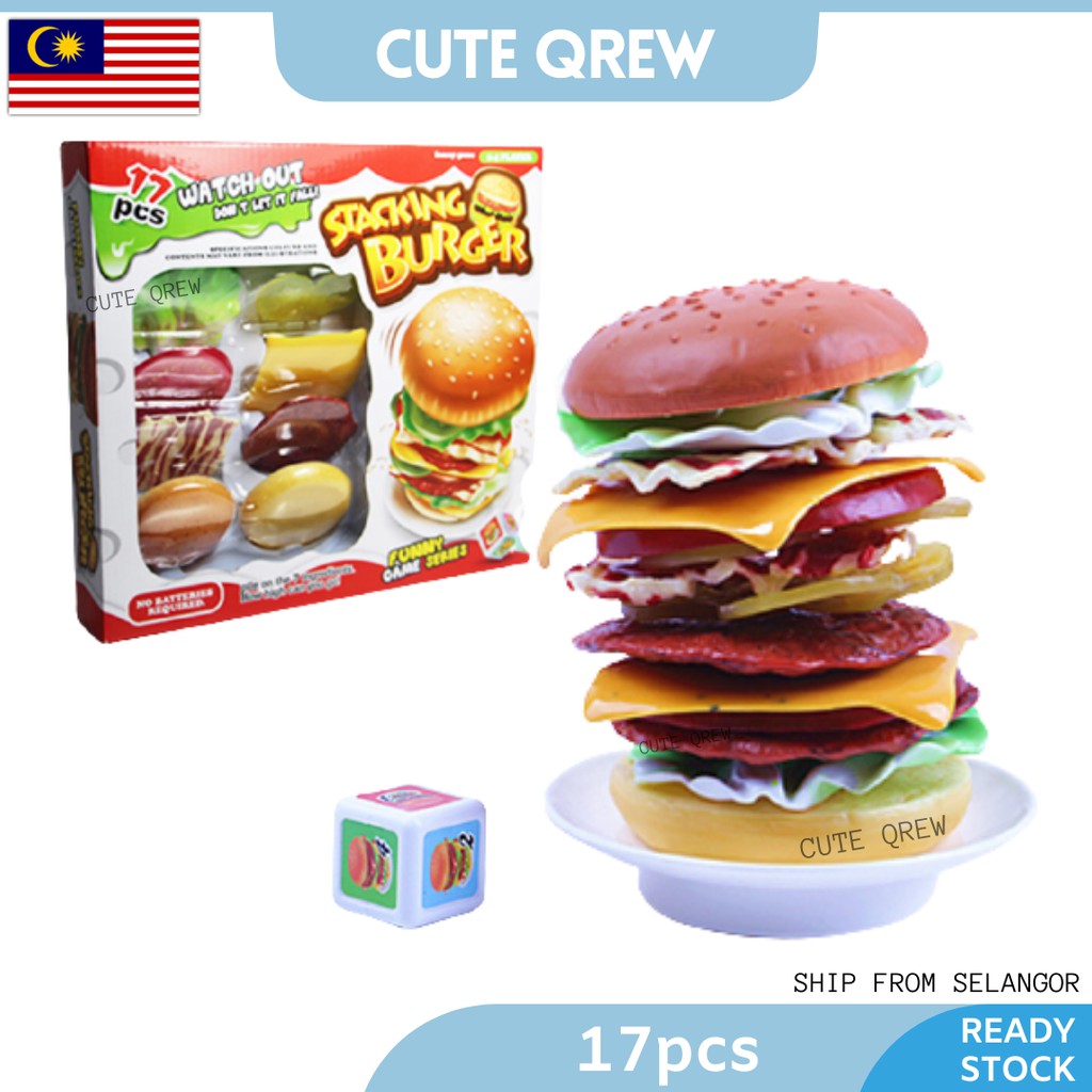 (Ready Stock) Burger Stacking Game with 17 Stacking Hamberger Pieces ...