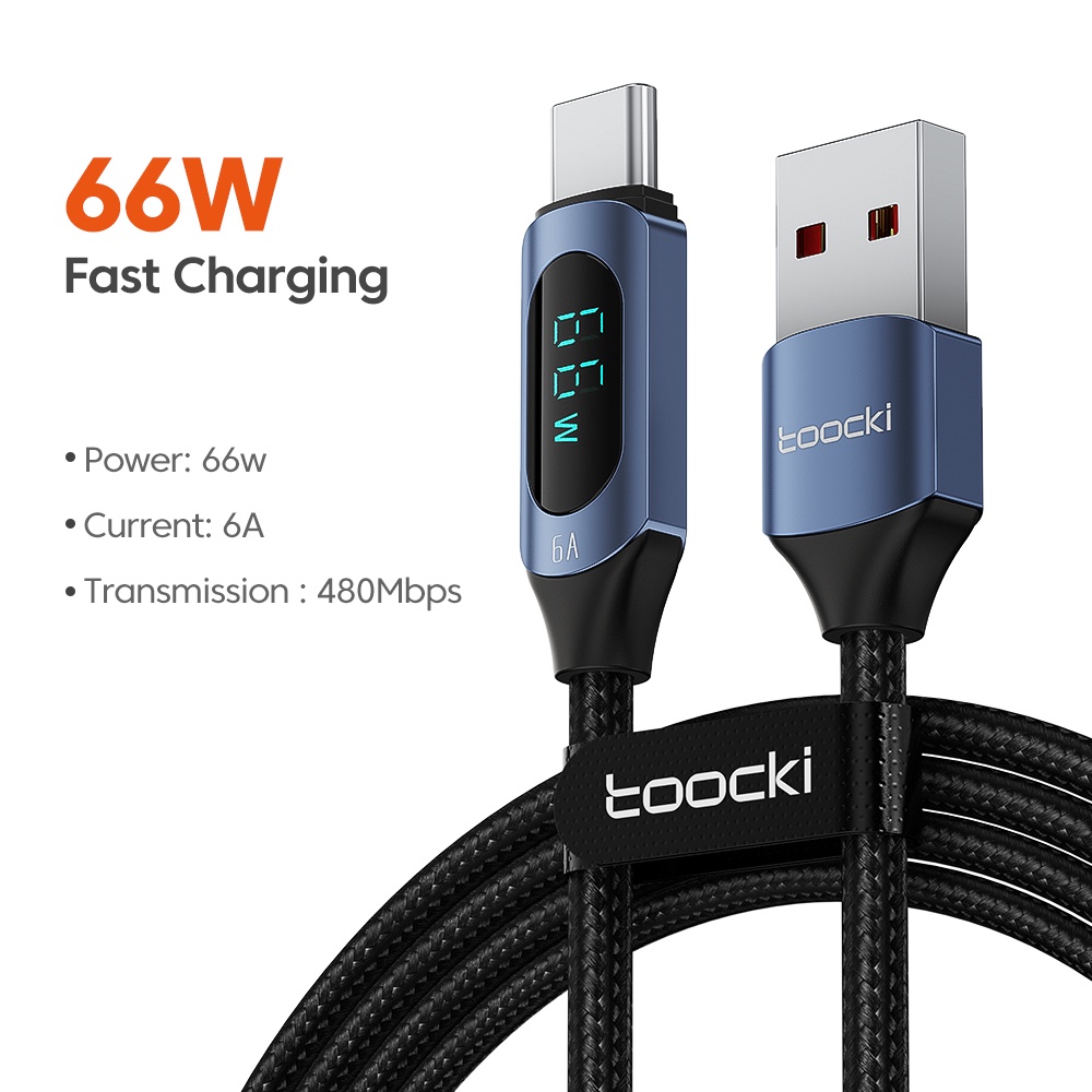 Toocki Type C to Type C Cable PD Super Fast Charging Digital Display USB Data Wire Cord (100W ...