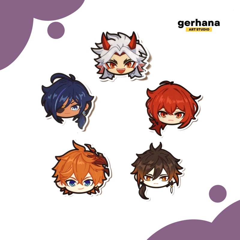 Genshin Impact Chibi Stickers | Diluc Kaeya Childe Itto Zhongli ...