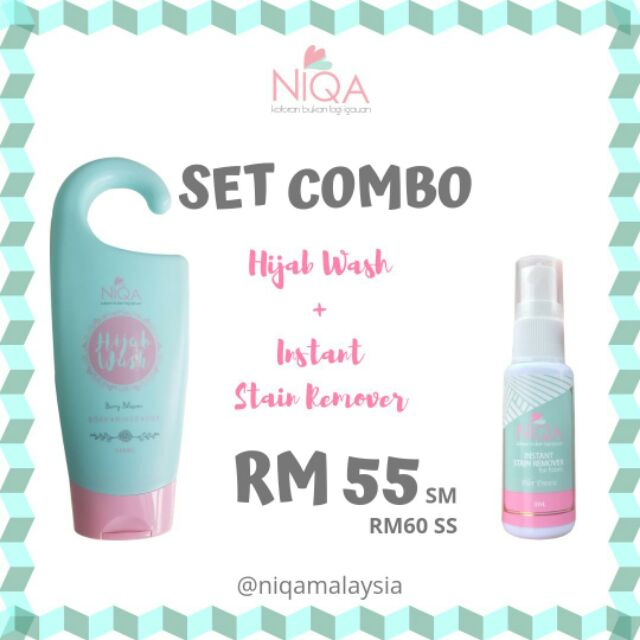 Set Combo 💖💖 Niqa Hijab Wash & Niqa Instant Stain Remover 📢📢 | Shopee ...