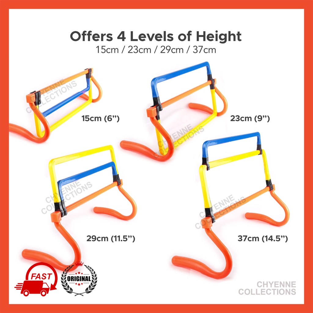 4 Heights Mini Hurdle • Foldable Step Hurdles Adjustable Speed Agility Training Aid Set Football ...