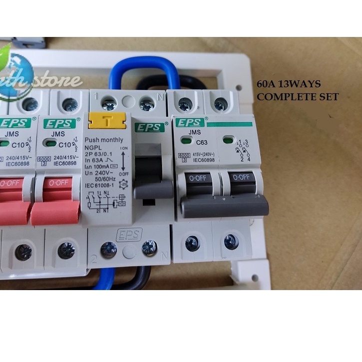 DB BOX FULL SET WITH BUILT IN EPS MCB 6A/10A/20A 1P 6KA & 40A / 63A ELCB | Shopee Malaysia