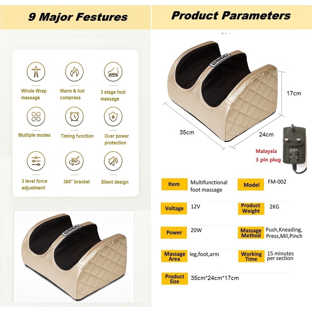 🔥🔥Electric Heating Foot Massager Shiatsu Kneading Foot & Leg Massager 3 ...