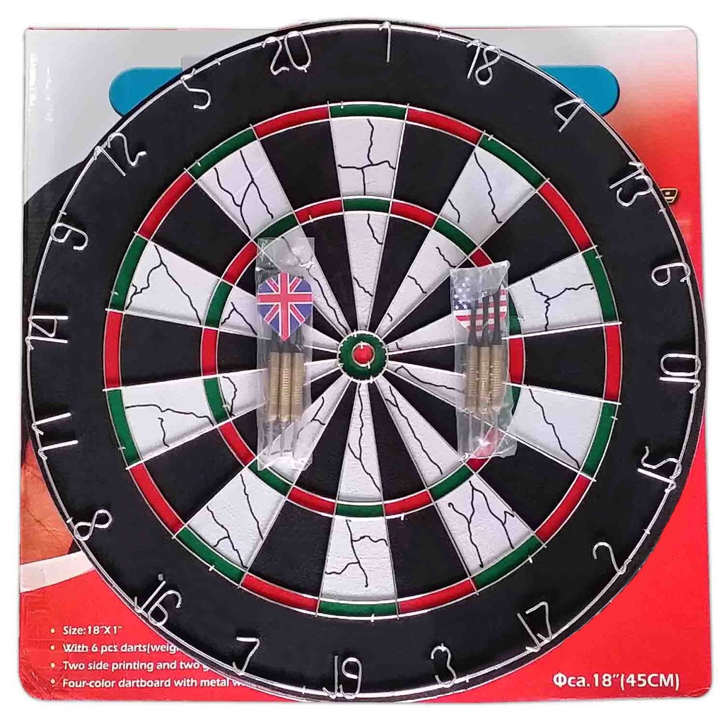 READY STOCK !! Fitness 18 inch Dart Board (Free 6 Darts) Professional ...