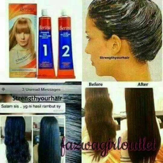 Krim Pelurus Rambut Berina Hair Straight Straightener Cream Soft Silky ...