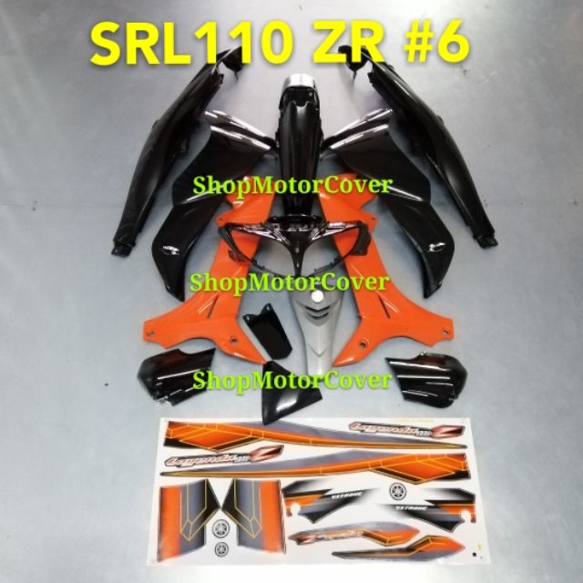 YAMAHA SRL110ZR BODY COVER SET HITAM ORANGE (HLD) MADE IN MALAYSIA ...