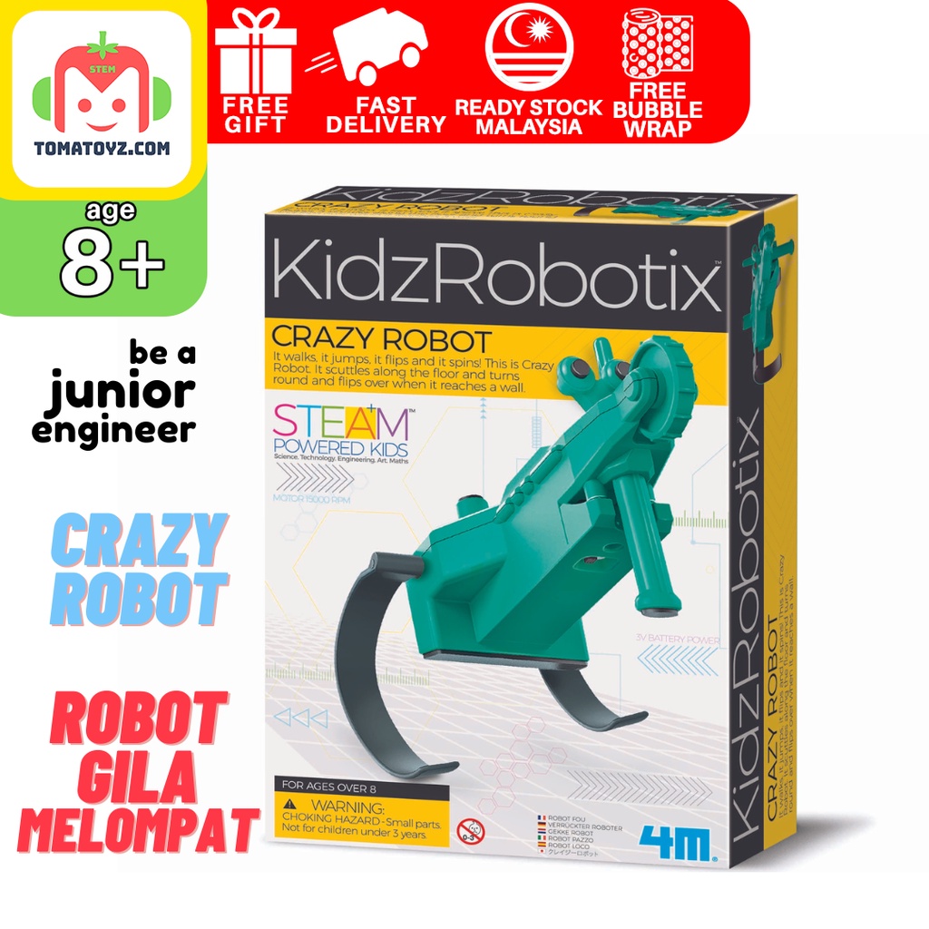 4M KidzRobotix Crazy Robot Magnetic DIY Melompat STEM Educational Toy ...