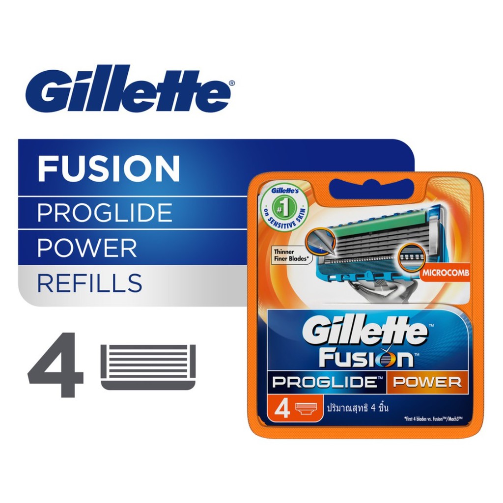 Gillette Men's Fusion ProGlide Power System Razor Blades (4 Pcs ...