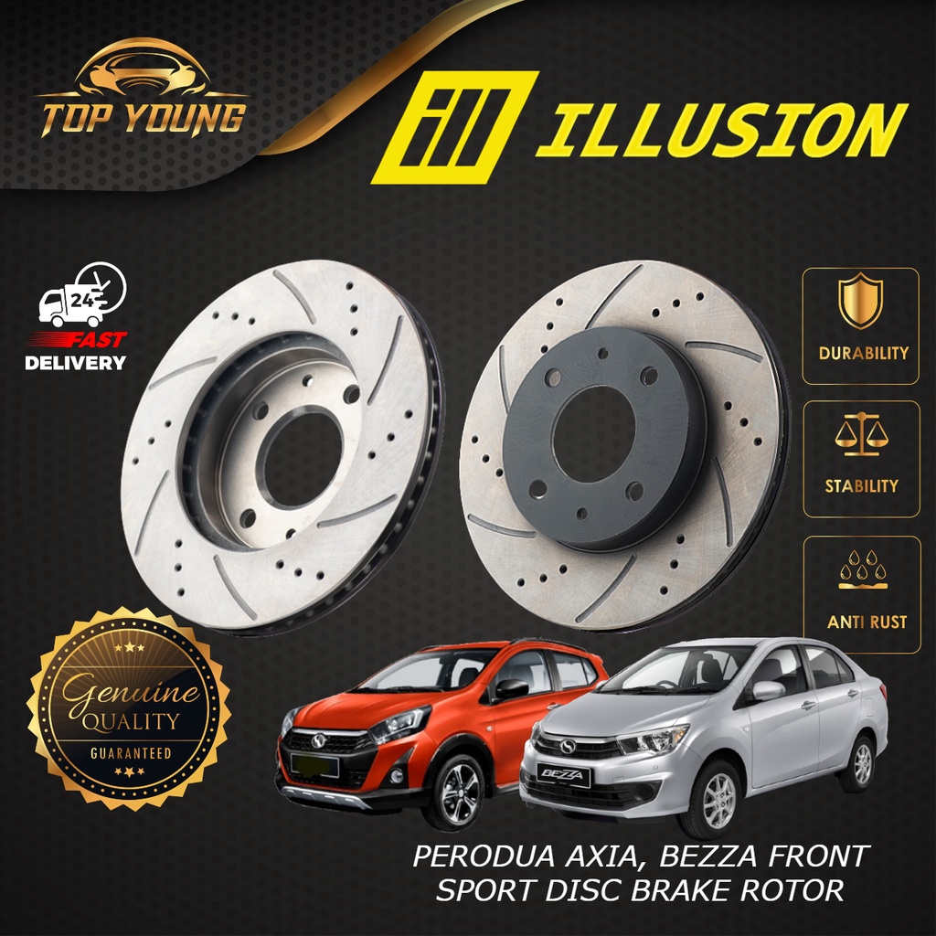 ILLUSION PERODUA AXIA , BEZZA FRONT (FW) DISC ROTOR SPORT SLOTTED ...