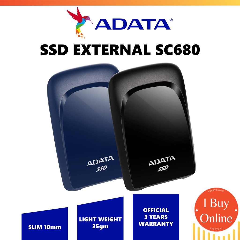 ADATA SSD External SC680 Type-C USB 3.2 Lightweight - Black/Blue (240GB ...