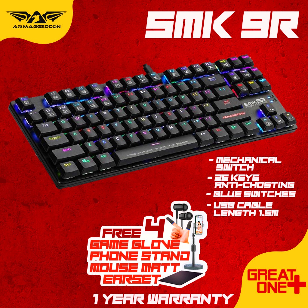 Armaggeddon SMK-9R RGB Falconet Outemu Switch Mechanical Keyboard 87 ...