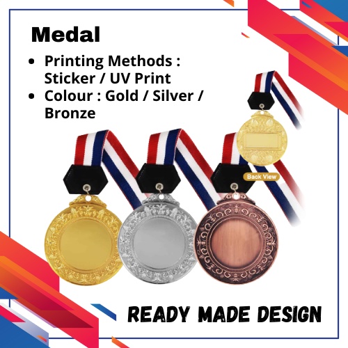 [CUSTOMIZED] FREE DESIGN/ PERSONALIZED/ METAL MEDAL +RIBBON + STIKER 1 ...