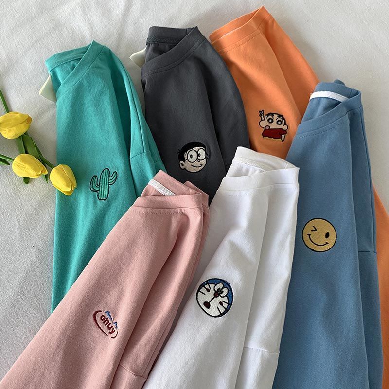 【40-100kg/Pure Cotton】Cartoon Doraemon Pattern Plus Size Cotton Tee For ...