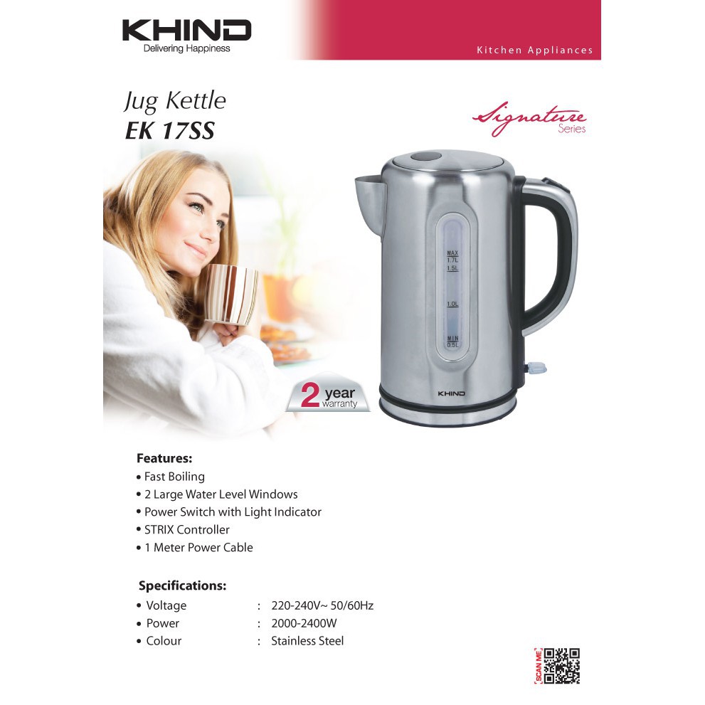 KHIND Electric Jug Kettle EK17SS (2 Year Warranty) | Shopee Malaysia