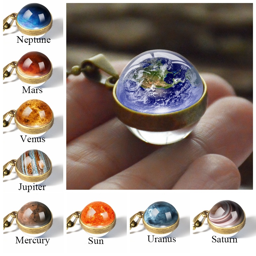 Eight Planets Luminous Double-sided Retro Pendant Necklace Fashion ...
