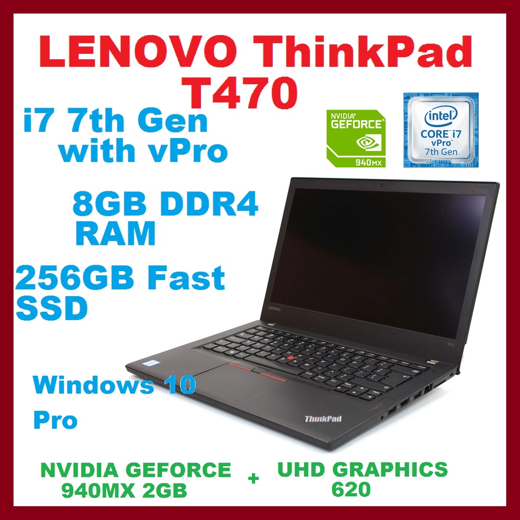 LENOVO THINKPAD T470 [INTEL CORE i7-7600U 7TH GEN/8GB DDR4/ 256GB NVME ...