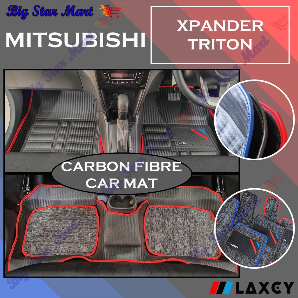 Carbon Fibre Fiber 5D Car Mat Carpet Mitsubishi Xpander Triton ...