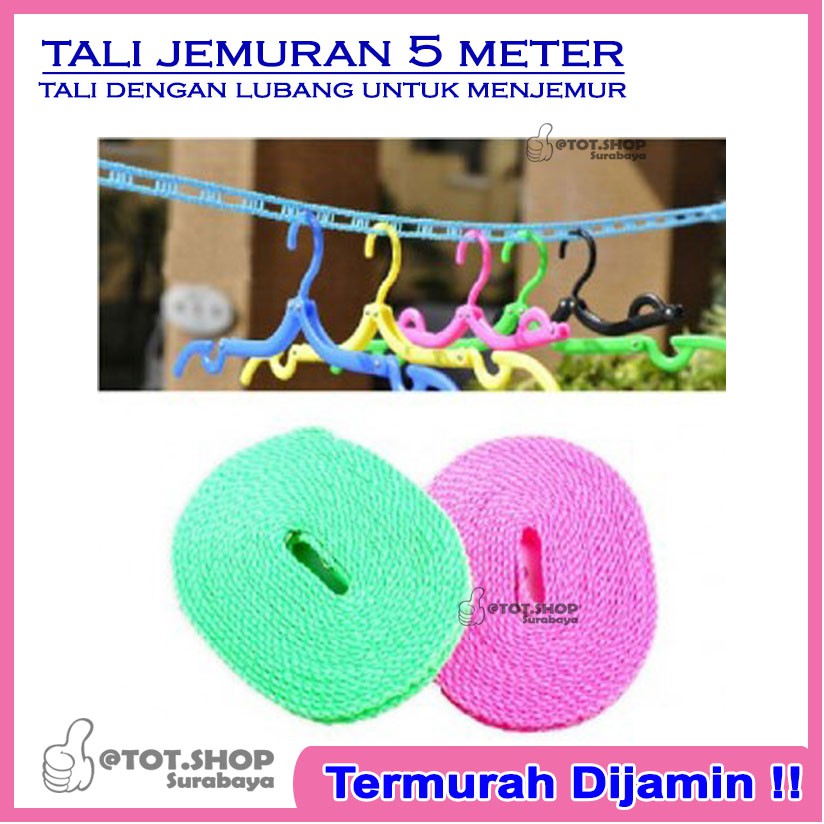 GANTUNGAN Unique CLOSET Rope 5 METER HOLE EASY Clothes Line PRACTICAL ...