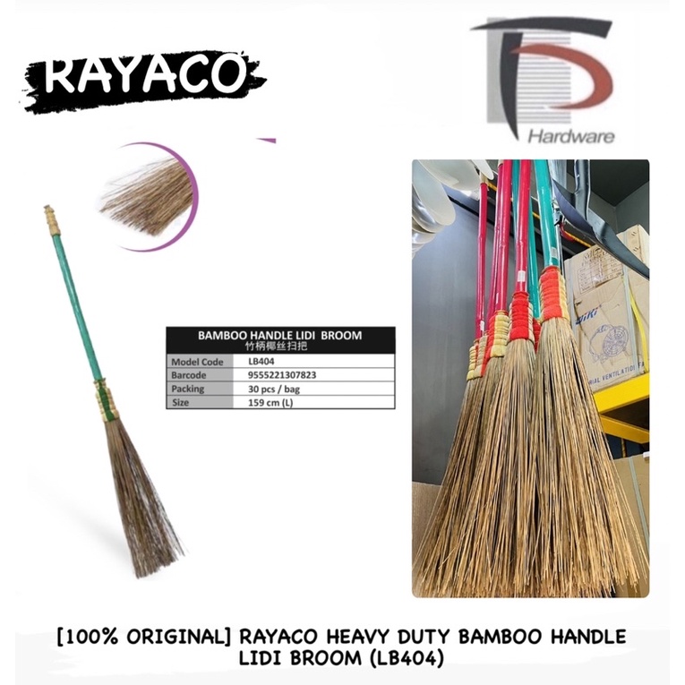 [100% ORIGINAL] RAYACO HEAVY DUTY BAMBOO HANDLE LIDI PENYAPU BROOM ...