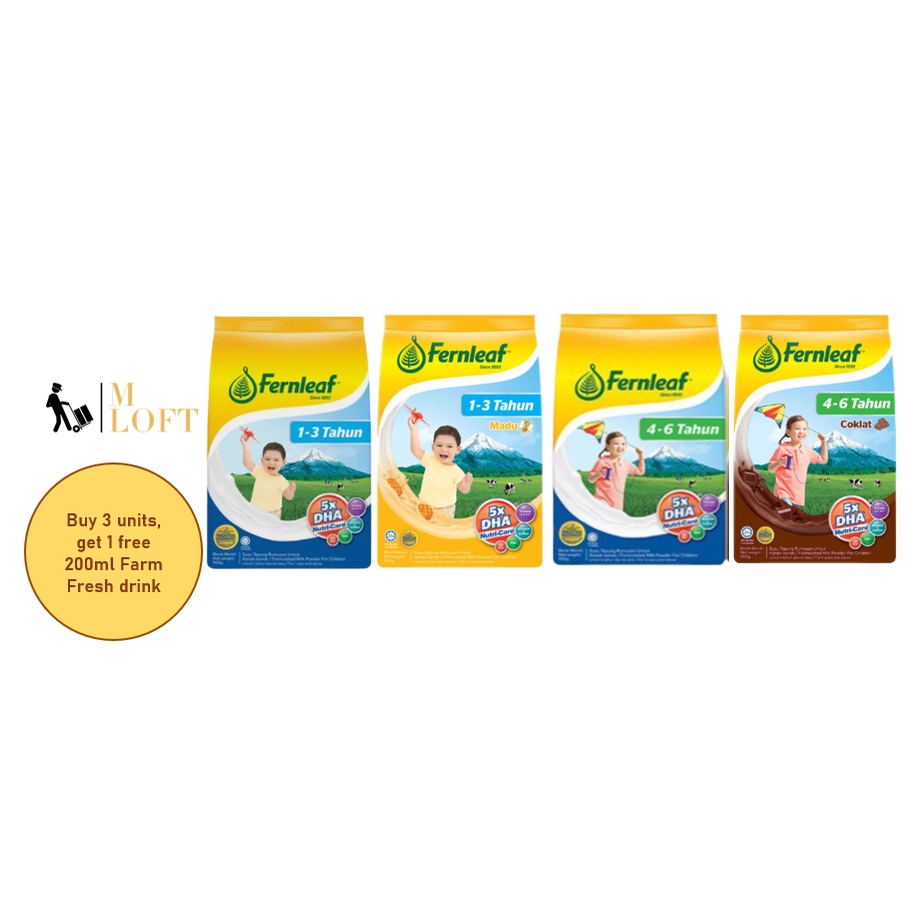 Fernleaf 1 - 3 & 4 - 6 Years Old Milk Powder Plain/ Honey/ Choc 900g ...