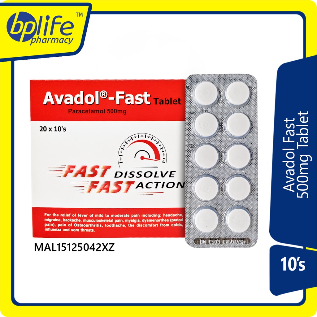 Avadol-Fast (Paracetamol) 500mg Tablet 10s | Shopee Malaysia